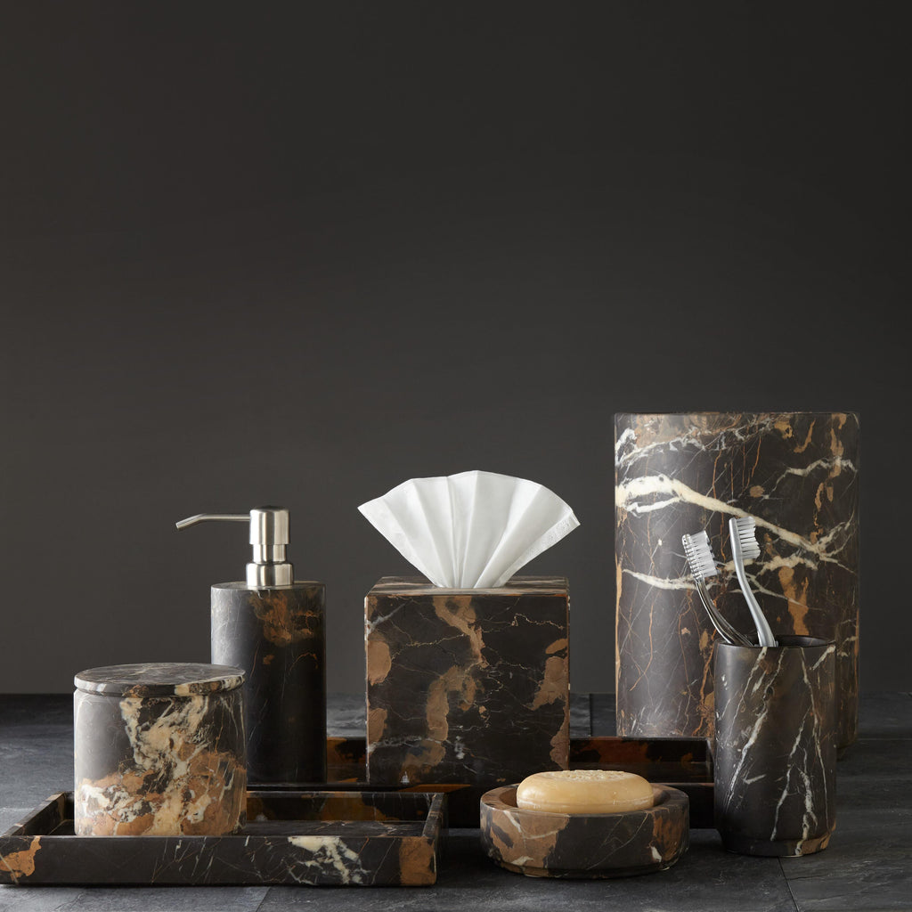 MarbleCrafter Eris Black & Gold Marble Bath Collection | Opulen...