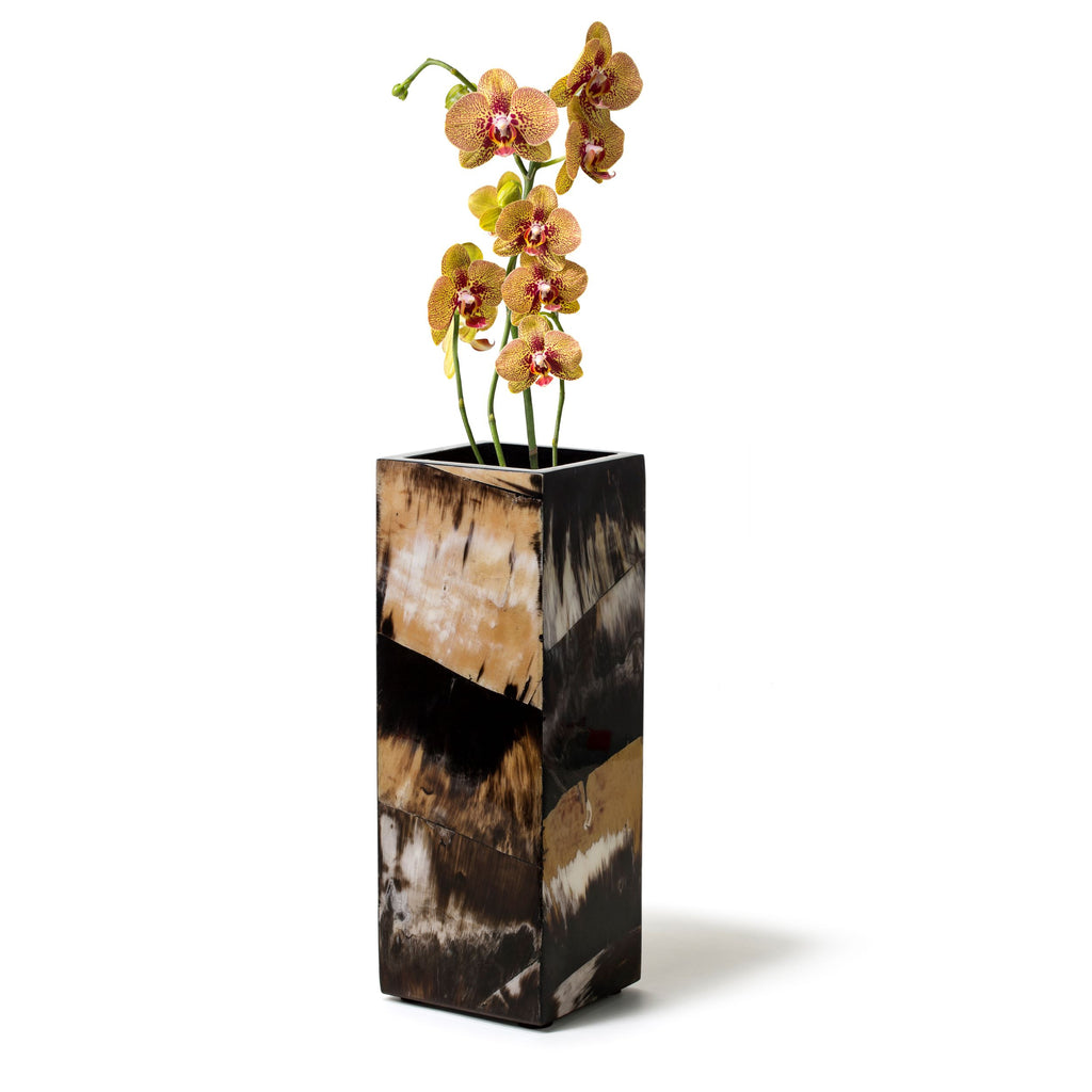 LaDorada Horn Veneer Square Vase | Opulence of Southern Pines