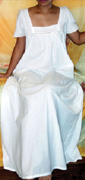 Thea Alba Short Sleeve 53" Gown | Opulence of Southern Pines