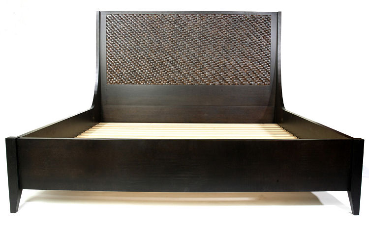 Indo Puri Chelle Woven Coco-Shell Platform Bed - Queen | Opulence o...